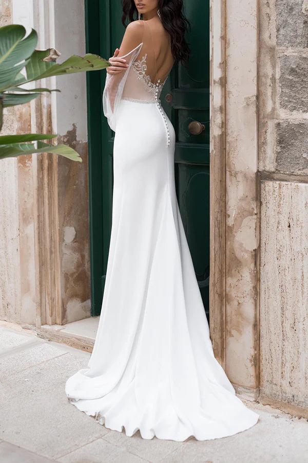 Fish tail wedding dress sweet pearl bohemian style wedding dress with ...
